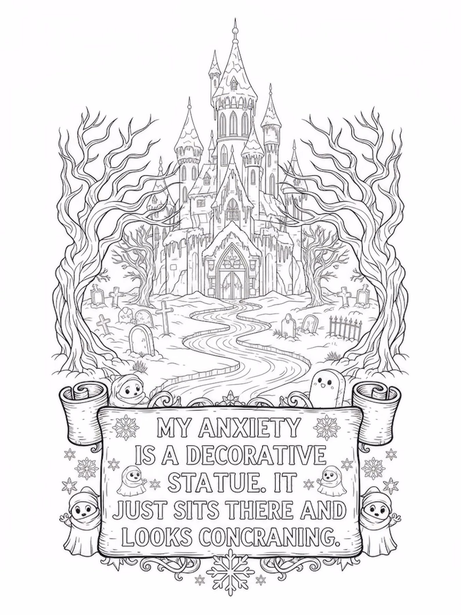 Funny Fall Gothic Mindfulness Printable Art Pack | Stress Relief ...