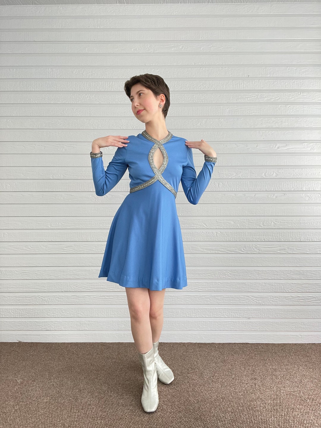 1960s Cornflower Blue Mod Go Go Mini Dress XXS - Etsy