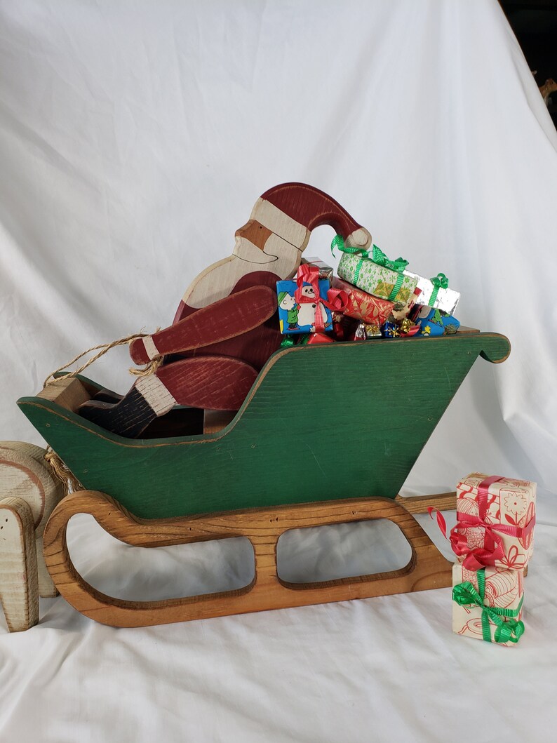 Vintage Santa Claus in His Wood Sleig With Reindeer for - Etsy