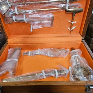 Vintage MCM 9 Piece Bronzeware Bar Tool Set in Wood Case. - Etsy