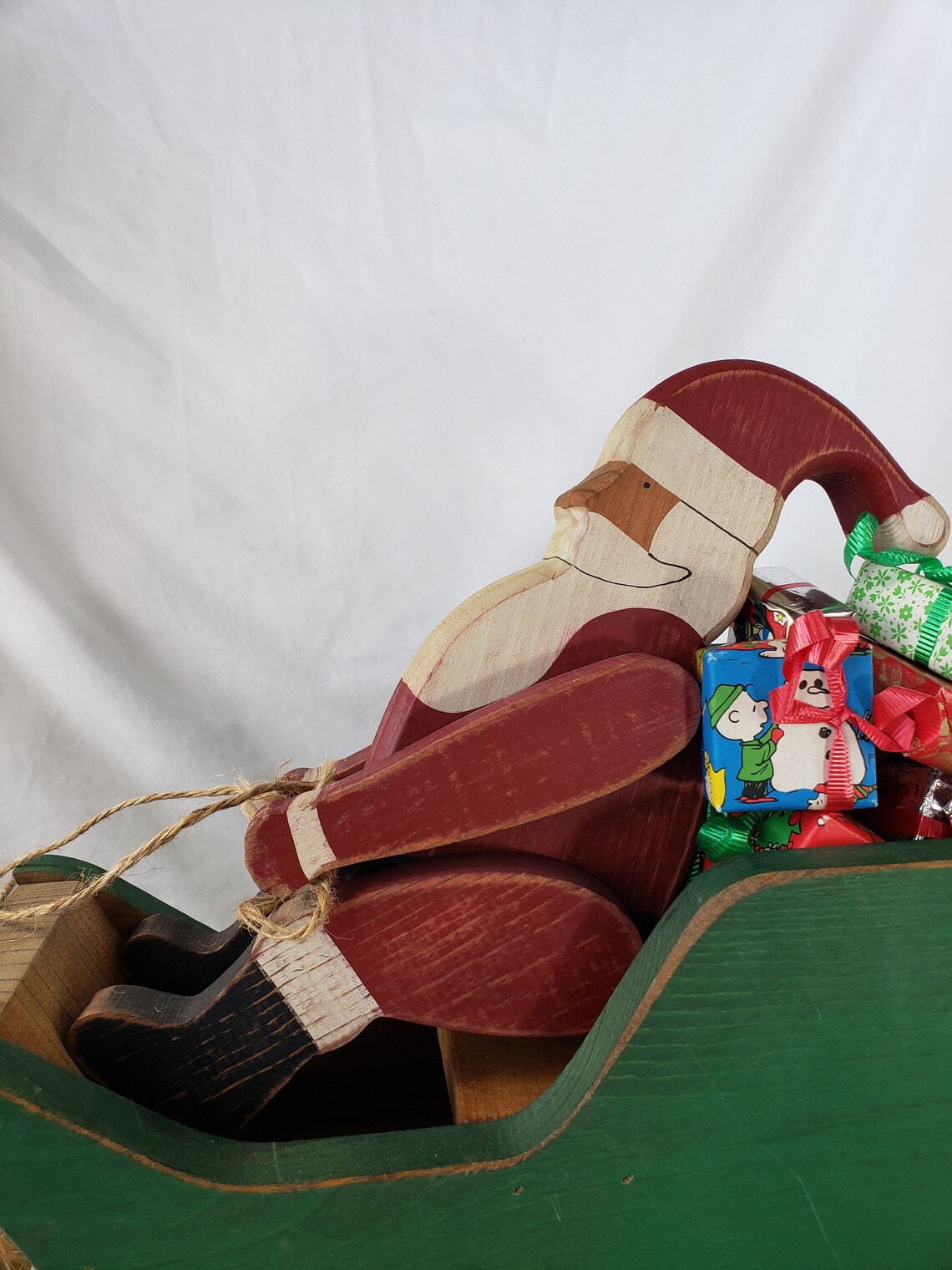 Vintage Santa Claus in His Wood Sleig With Reindeer for Christmas ...