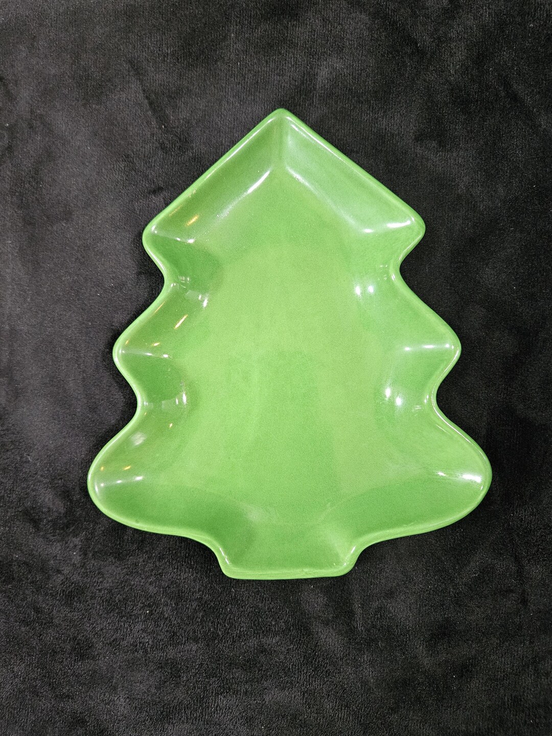 Vintage Green Ceramic Christmas Tree Plate/candy Dish. Made in Italy ...