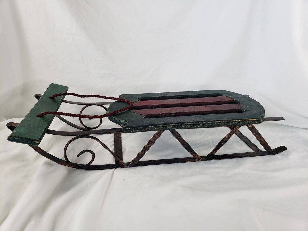 Vintage Wood and Metal Toy Sled for Christmas Decorating - Etsy