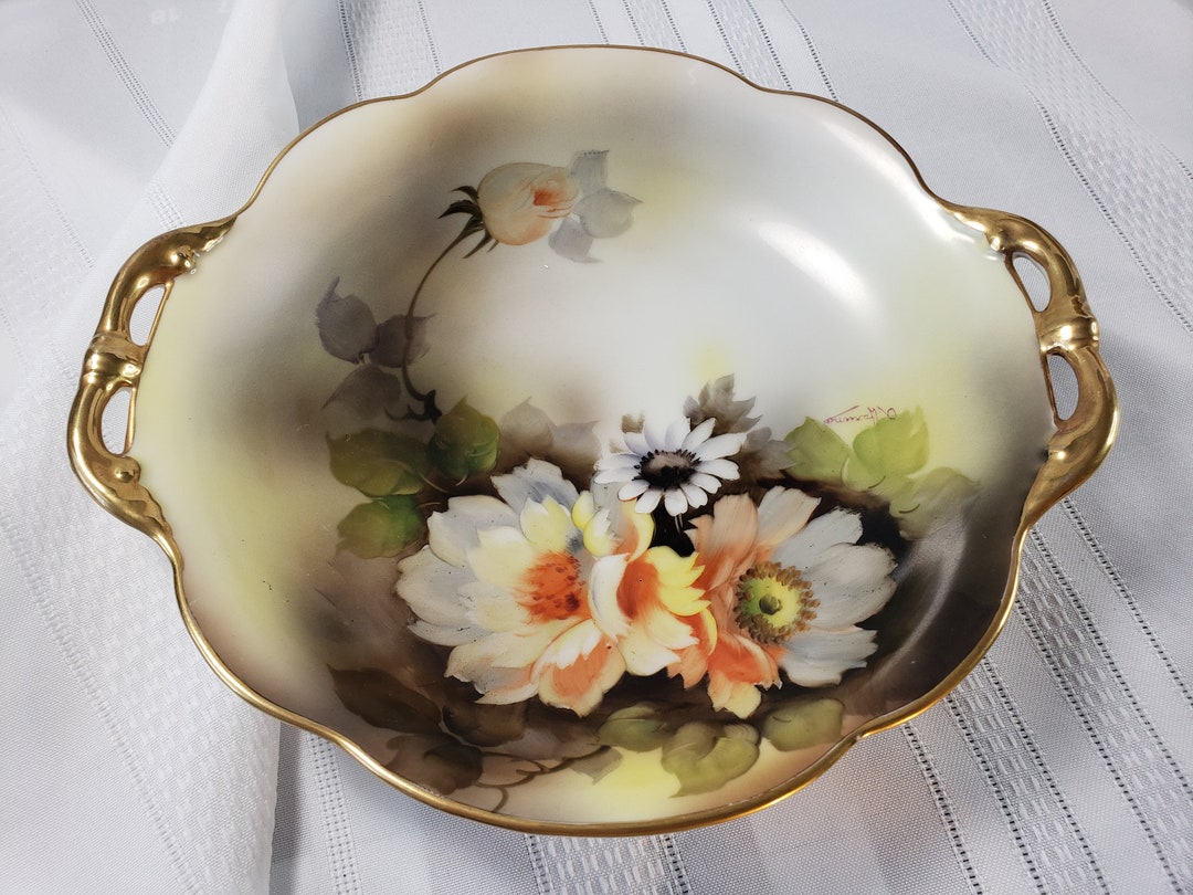Antique Noritake China Bowl Hand Painted & Signed - Etsy