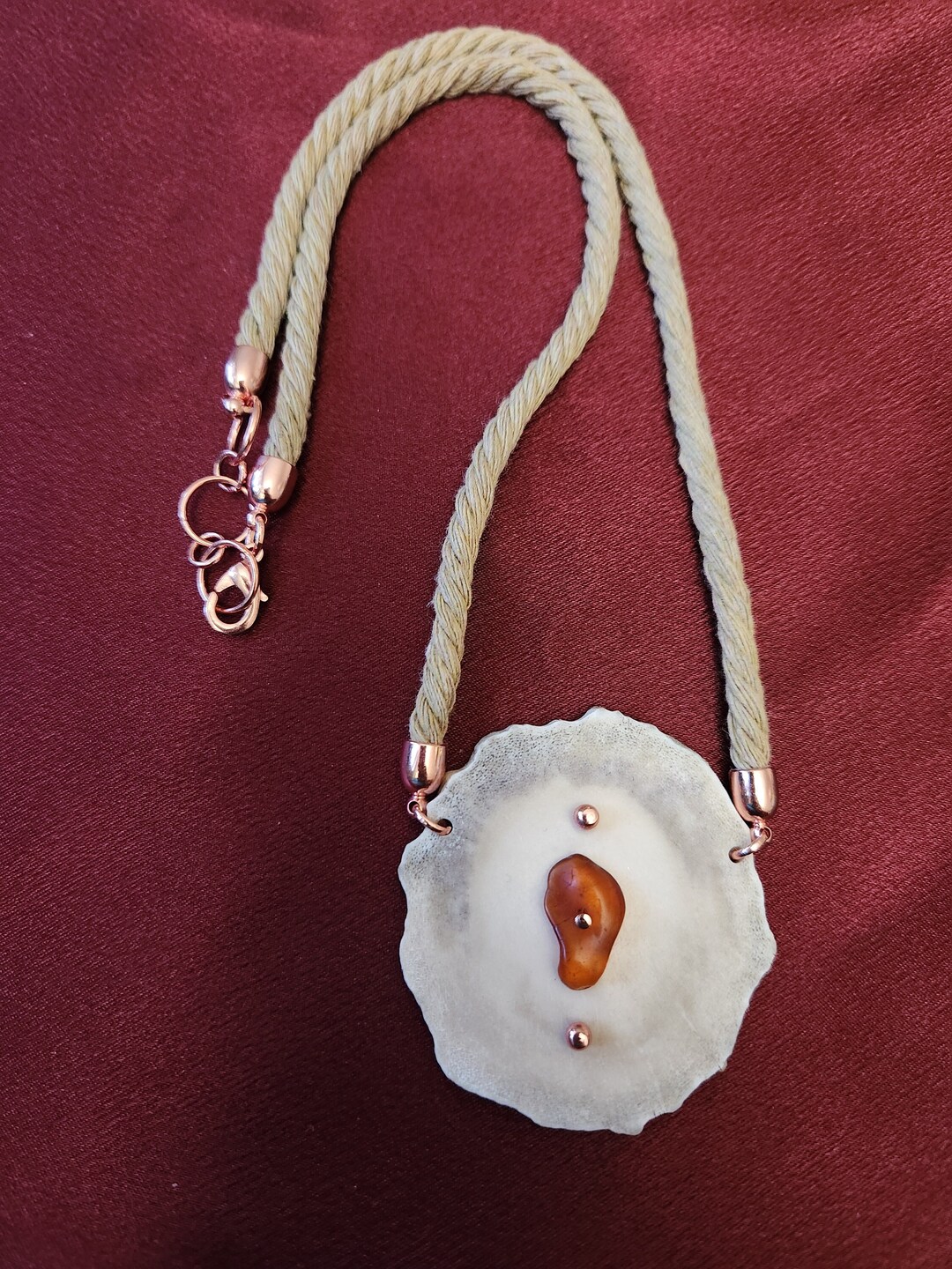 Moose Antler Slice & Amber Necklace - Etsy