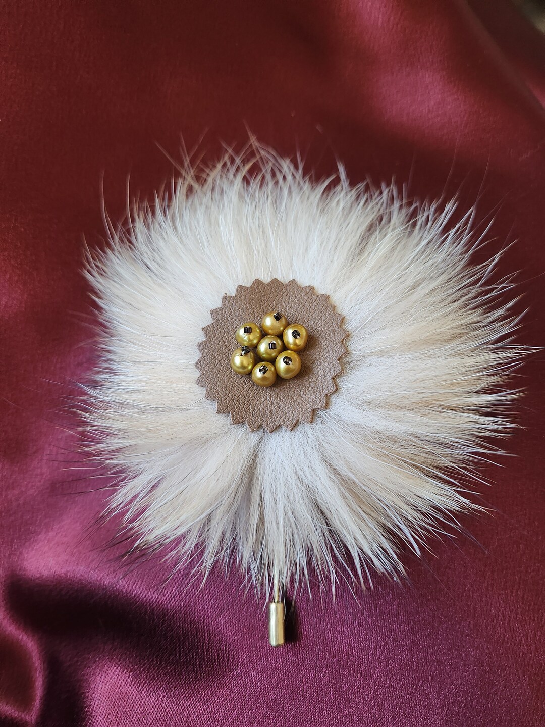 Recycled Fox Fur & Pearl Stick Pin - Etsy