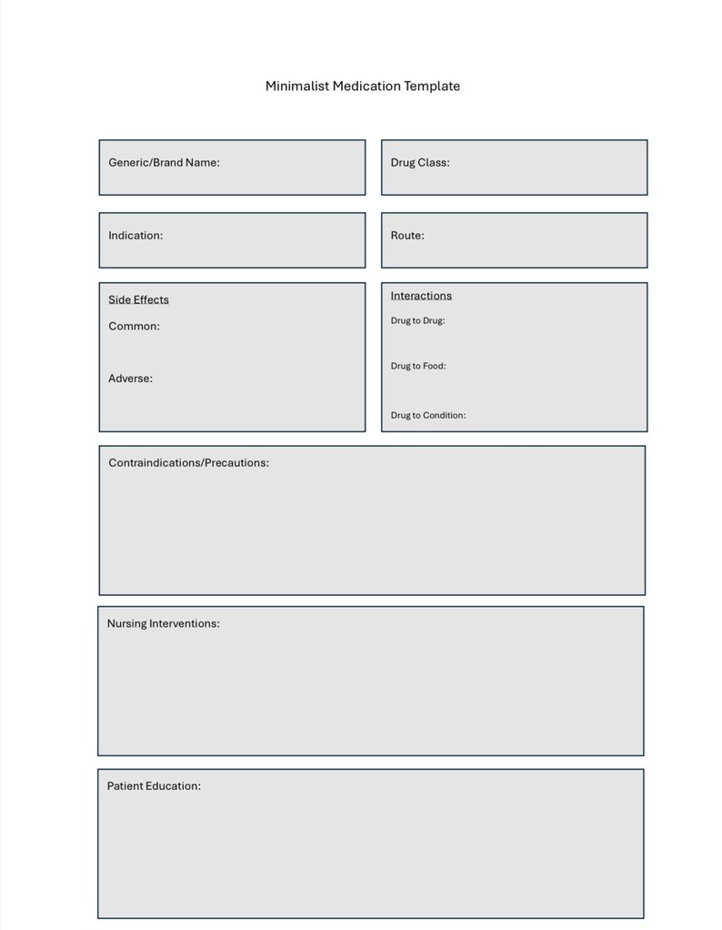 Minimalist Medication Template - Etsy