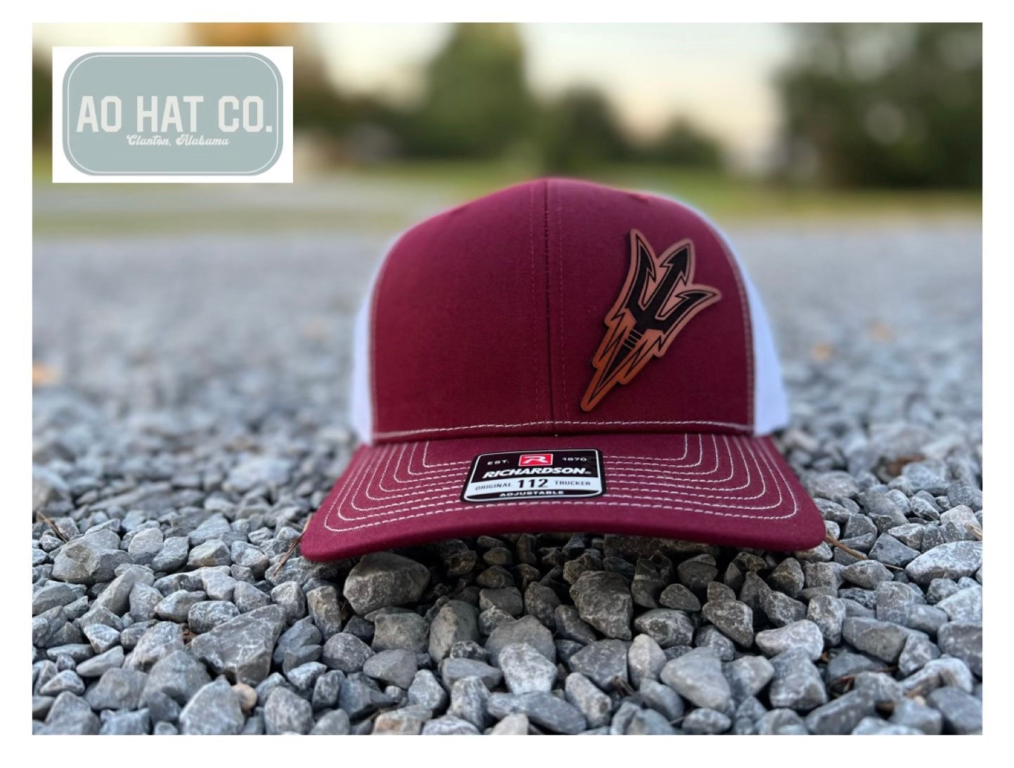 School Mascot Leather Patch Hat, Laser Engraved for School Brand, Team ...
