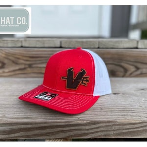 School Mascot Leather Patch Hat, Laser Engraved for School Brand, Team ...