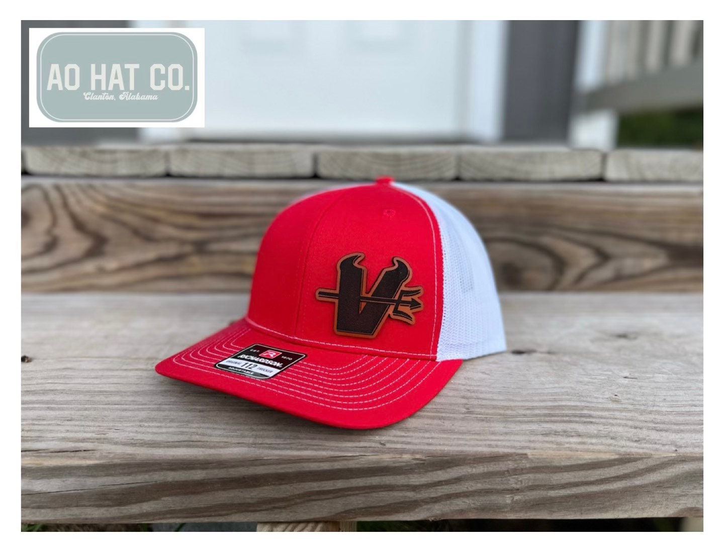 School Mascot Leather Patch Hat, Laser Engraved for School Brand, Team ...