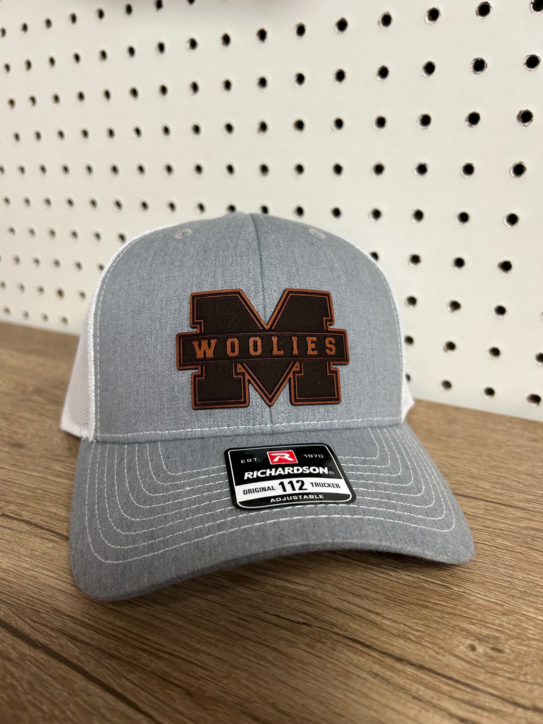 School Mascot Leather Patch Hat, Laser Engraved for School Brand, Team ...
