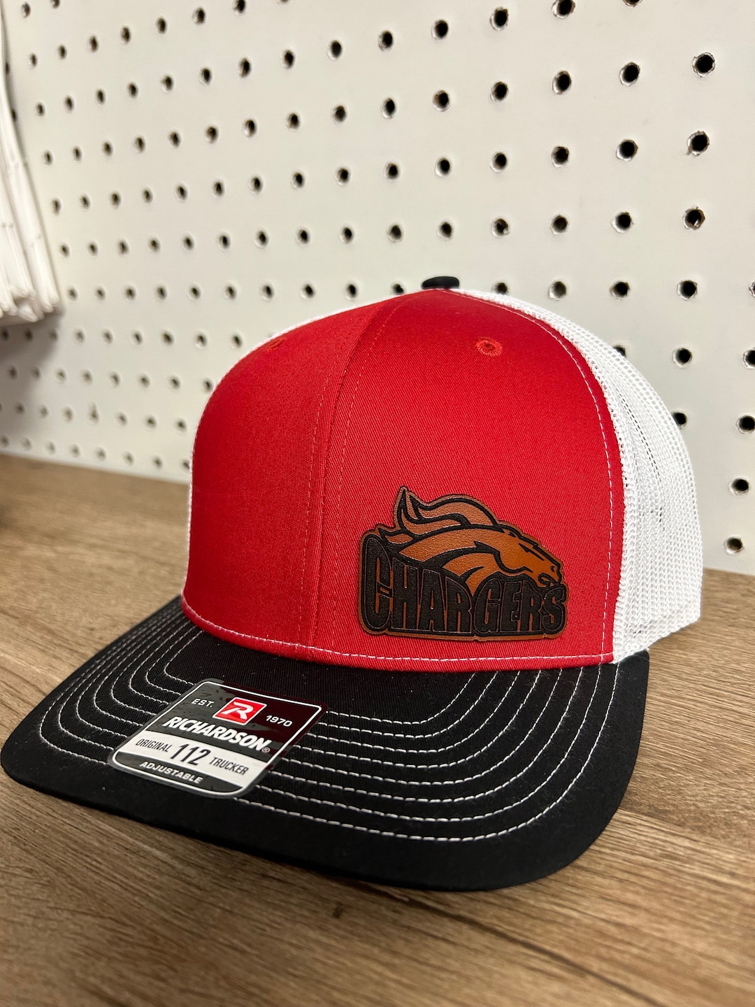 School Mascot Leather Patch Hat, Laser Engraved for School Brand, Team ...