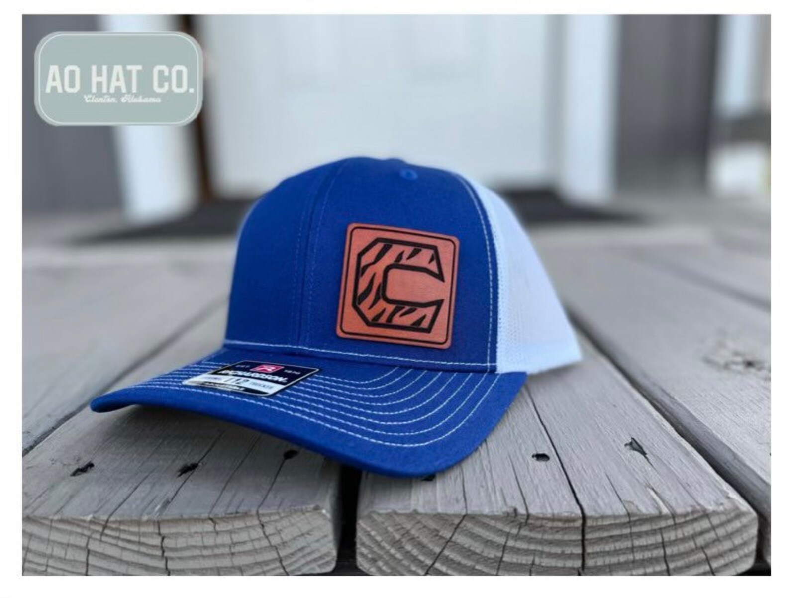 School Mascot Leather Patch Hat, Laser Engraved for School Brand, Team ...