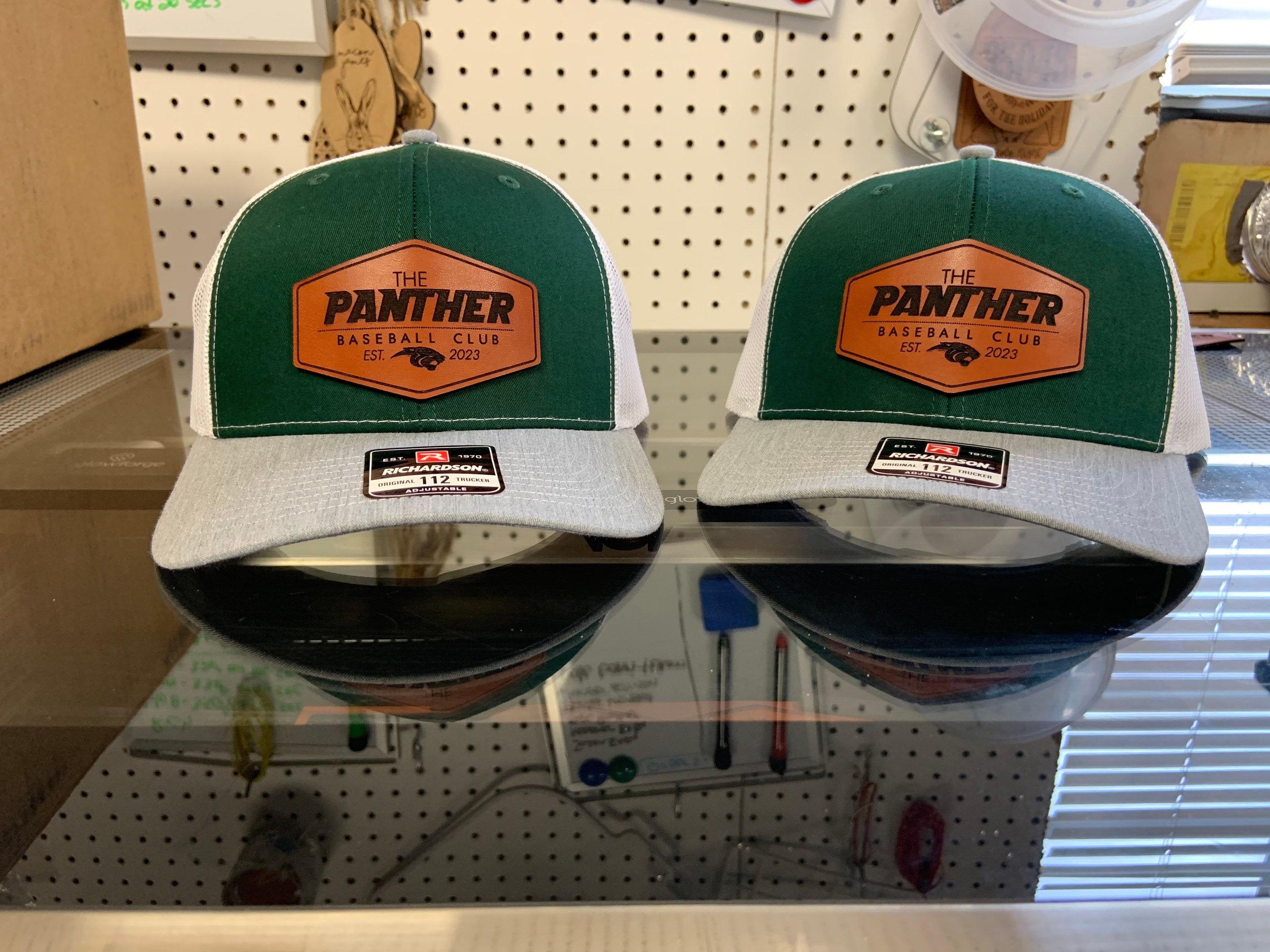 School Mascot Leather Patch Hat, Laser Engraved for School Brand, Team ...