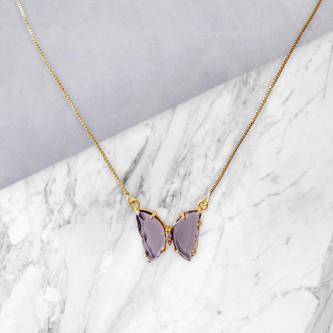 Purple Butterfly Necklace - Etsy
