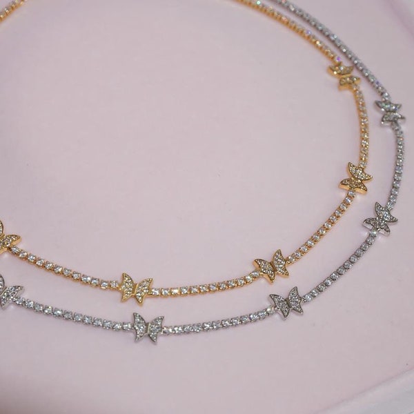 Butterfly Tennis Necklace - Etsy