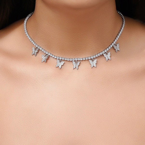 Butterfly Tennis Necklace - Etsy