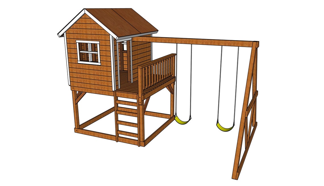 8X8 Sideways Playhouse W/ Swing-set Plans PDF - Etsy
