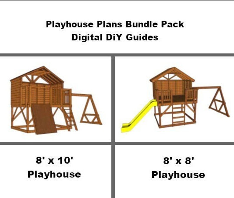 Playhouse Bundle Pack (8'x10' and 8'x8 Digital Plans) - Etsy