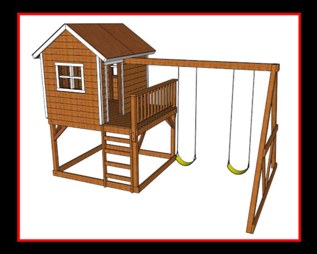 8X8 Sideways Playhouse W/ Swing-set Plans PDF - Etsy