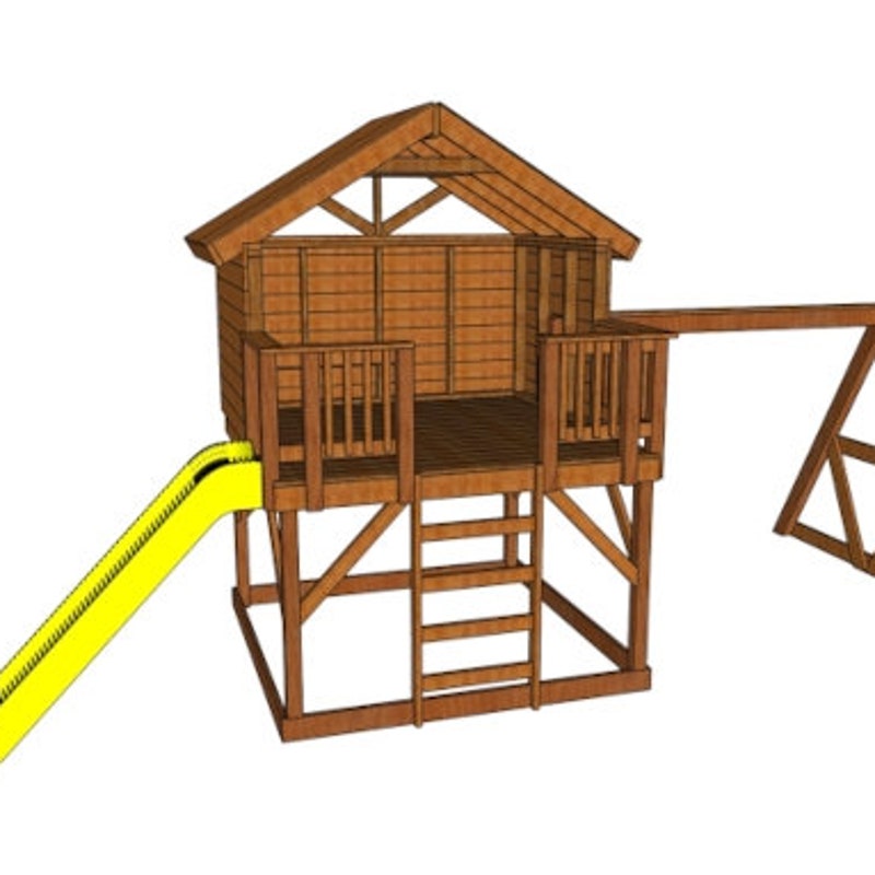 Swing Set With Slide Playhouse - Etsy