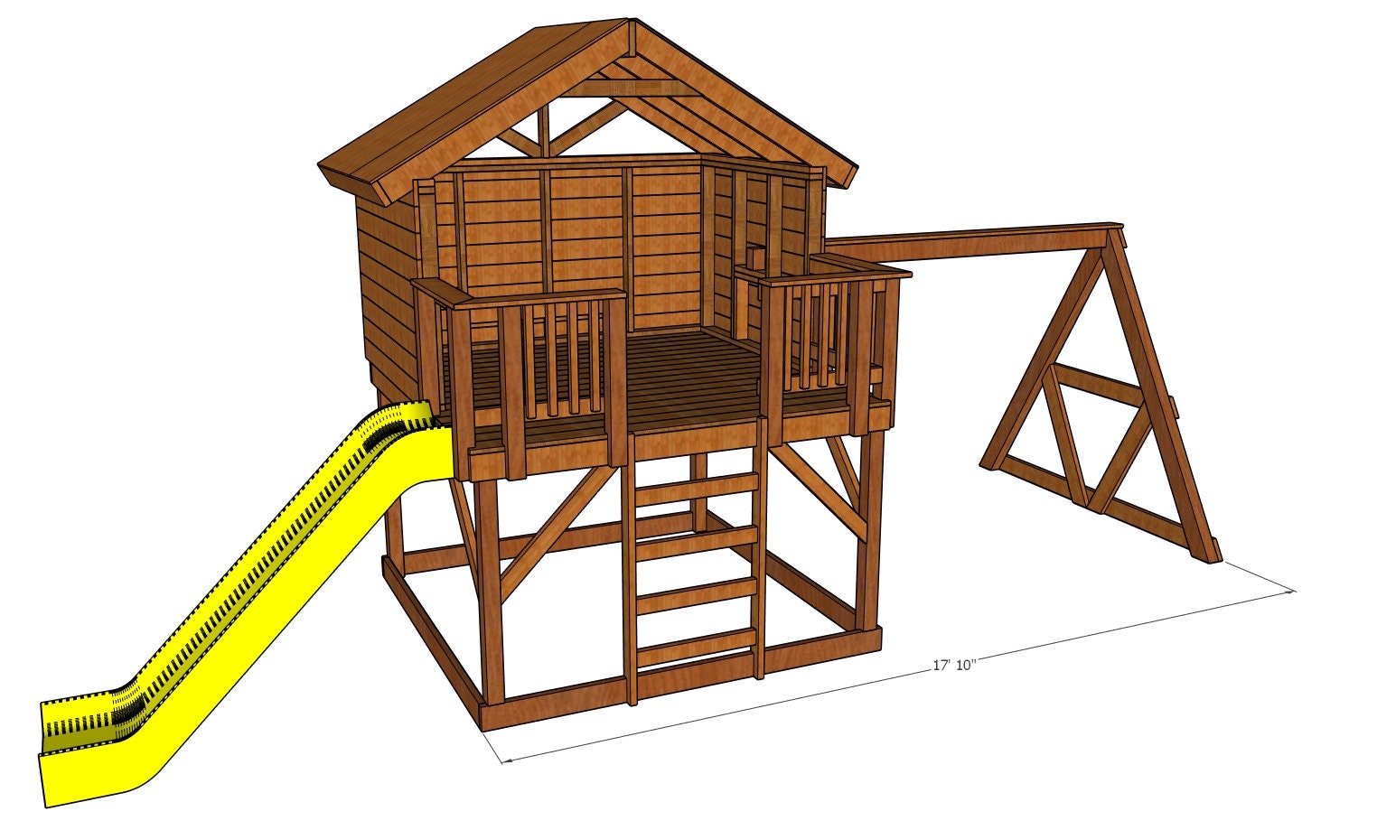 8'x8' Playhouse With Swing-set Plans PDF - Etsy