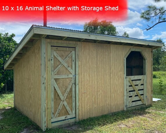 10x16 Animal Shed With Storage COLOR CODED PLANS - Etsy