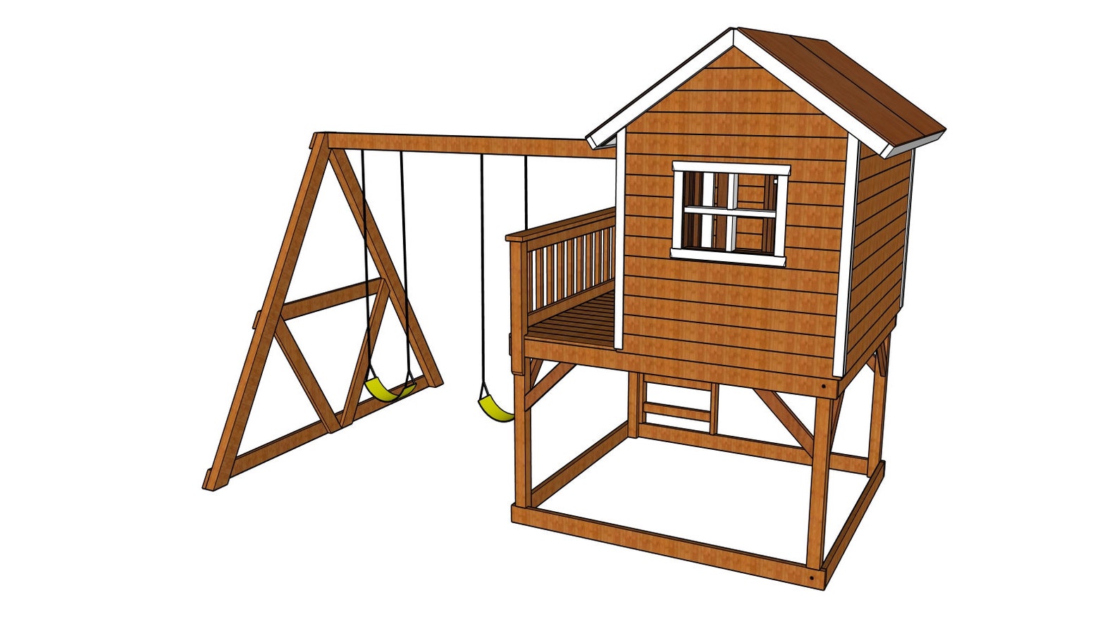 8X8 Sideways Playhouse W/ Swing-set Plans PDF - Etsy