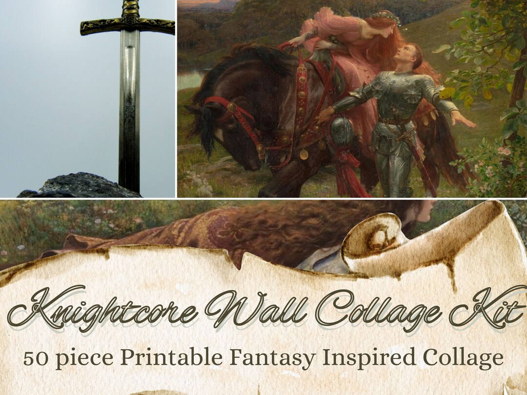 50 Piece Printable Knightcore Fantasy Wall Collage Kit| Digital Dnd ...