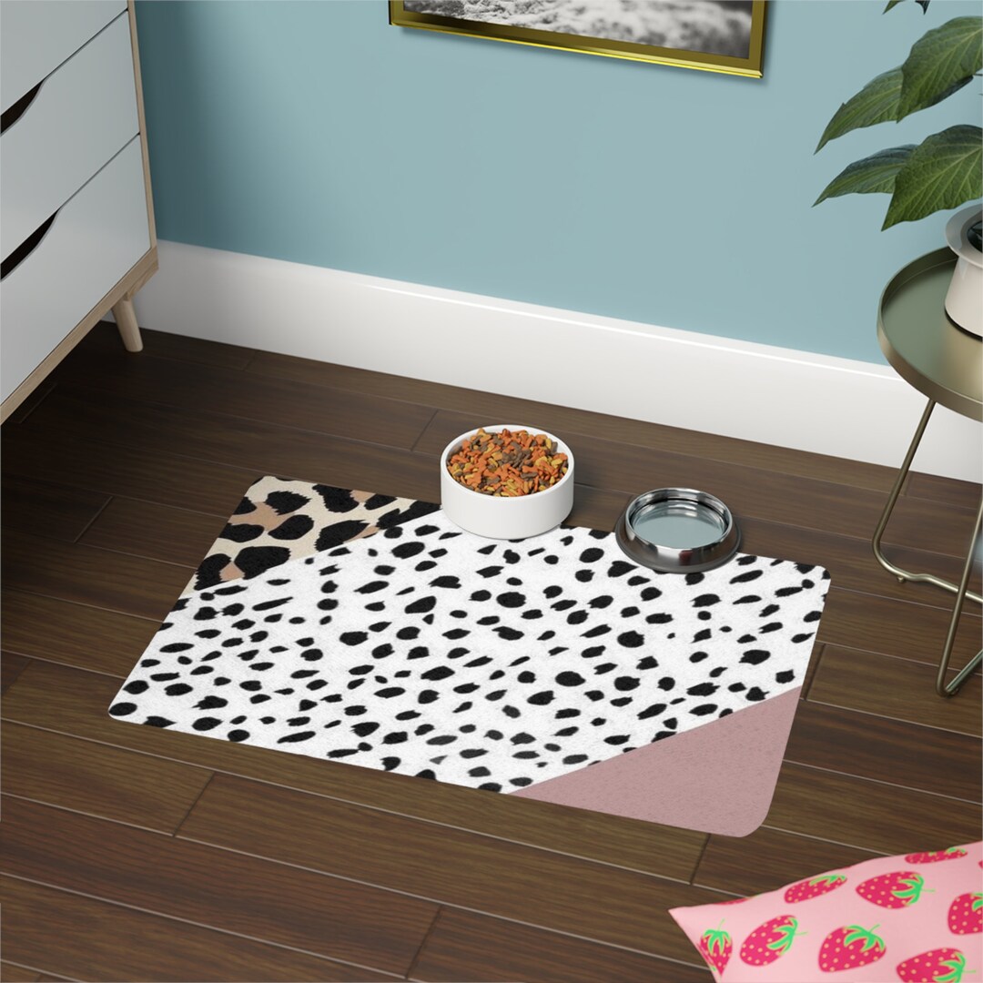 Mauve, Cheetah, and Polka Dot Print Pet Food Mat 12x18 - Etsy