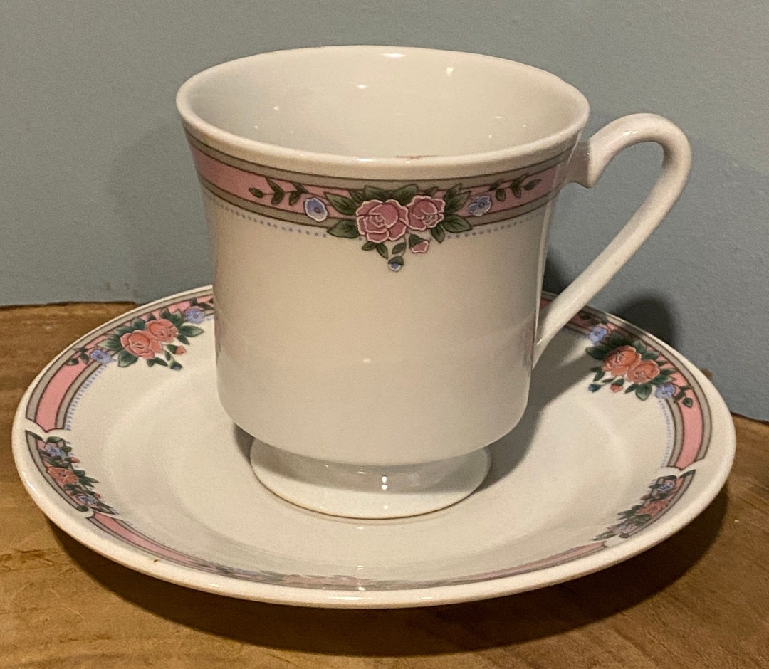 Pink Roses, Tea Cup and Saucer, Porcelain, China, Drinkware, Tea Cups ...