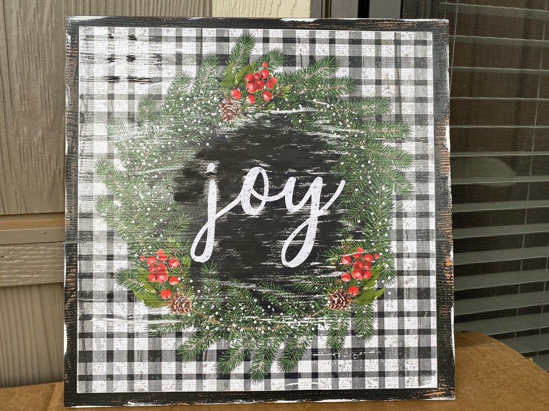 Joy Christmas Sign Farmhouse Christmas Joy Wreath Sign - Etsy