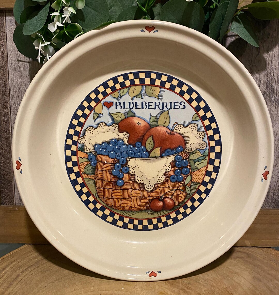 Blueberries Pie Pan, Vintage, Susan Winget, Kitchen Decor, Thanksgiving ...