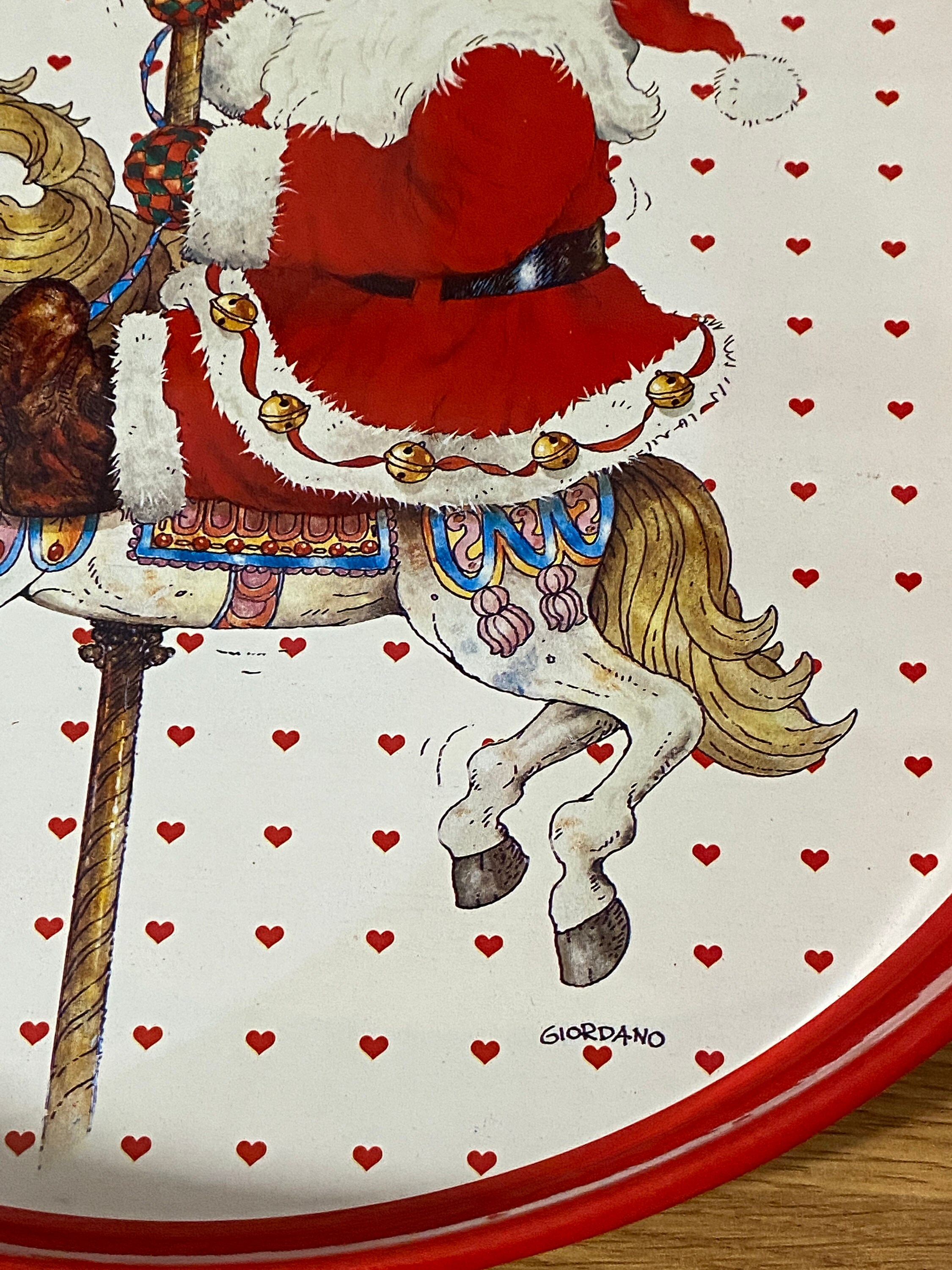 Santa Carousel Tin Cookie Tray, Vintage Serving Tray, Giordano/giftco ...