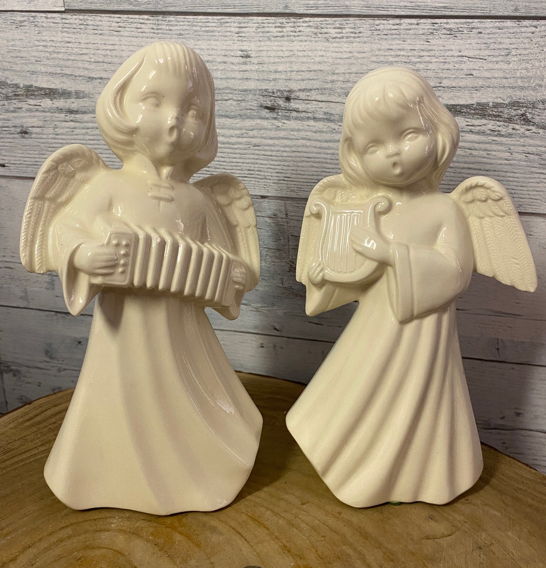 Vintage Angels, Musical Singing Angels, Set of 2, Caroling Angels ...