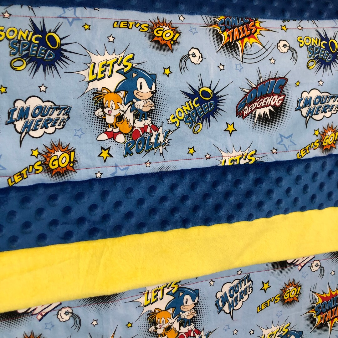 Sonic the Hedgehog Baby Quilt | Made With Minky | Red, Blue and Yellow ...