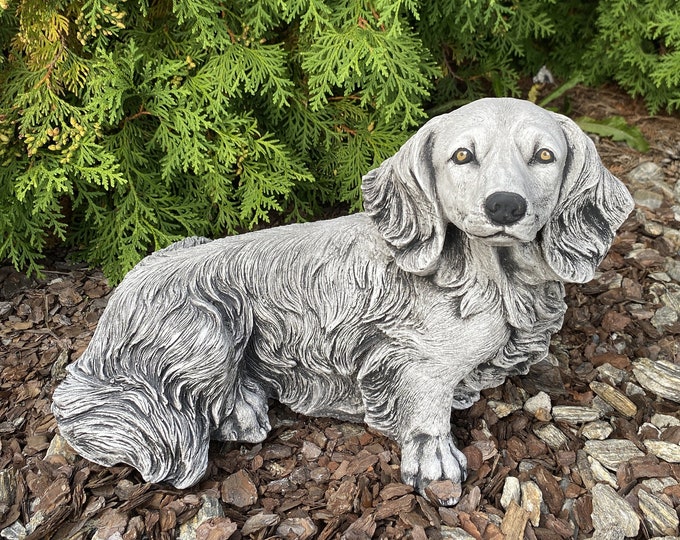 Concrete Dachshund Sculpture Realistic Dog Statue Dachshund Decor for ...