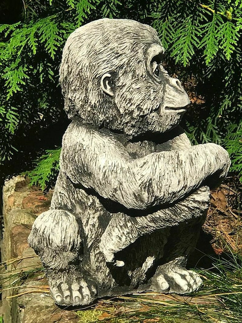 Concrete Monkey Statue Baby Monkey Gorilla Sculpture | Etsy