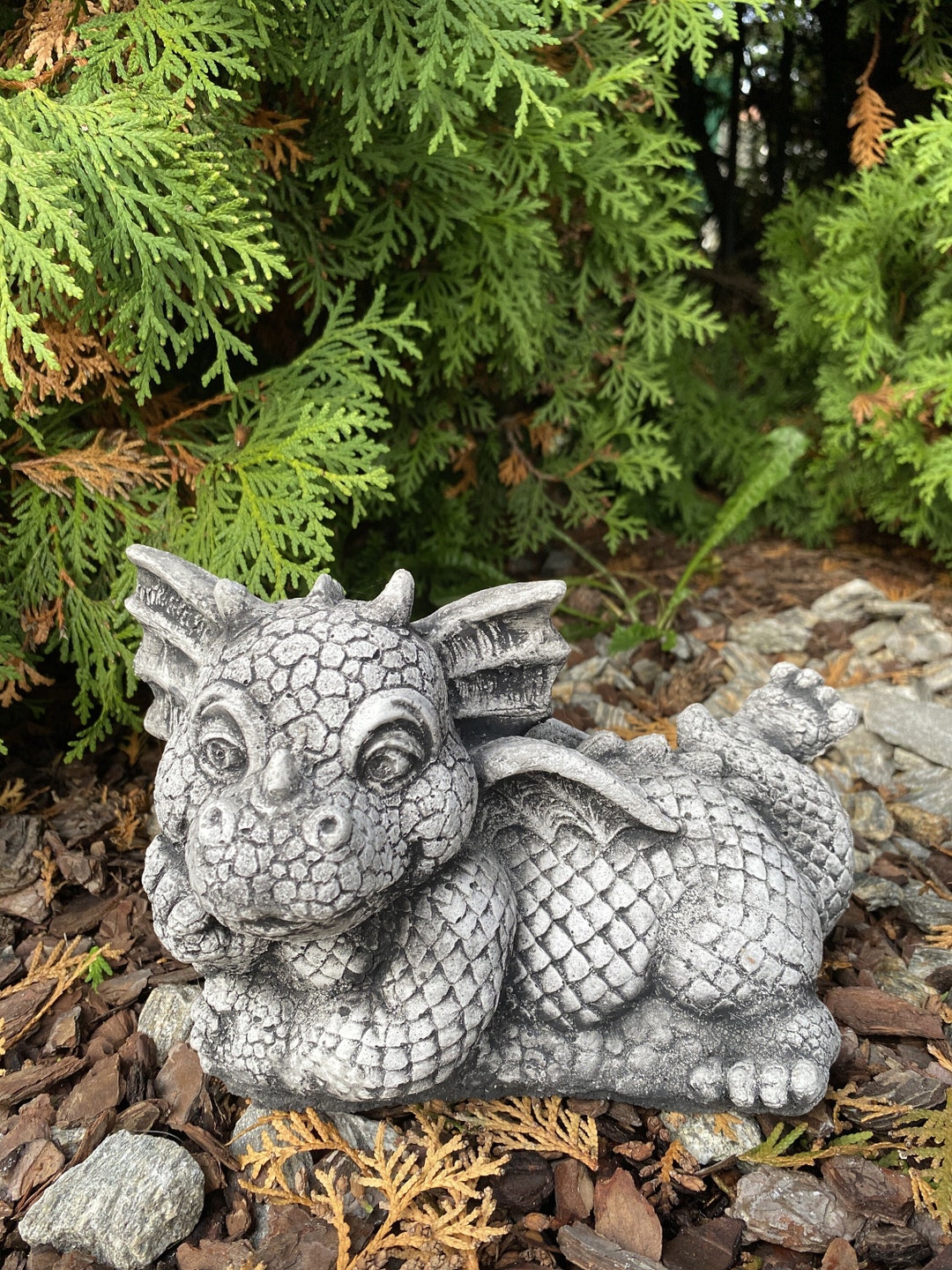 Cute Dragon Figure Stone Laying Dragon Decorative Statue for Garden ...