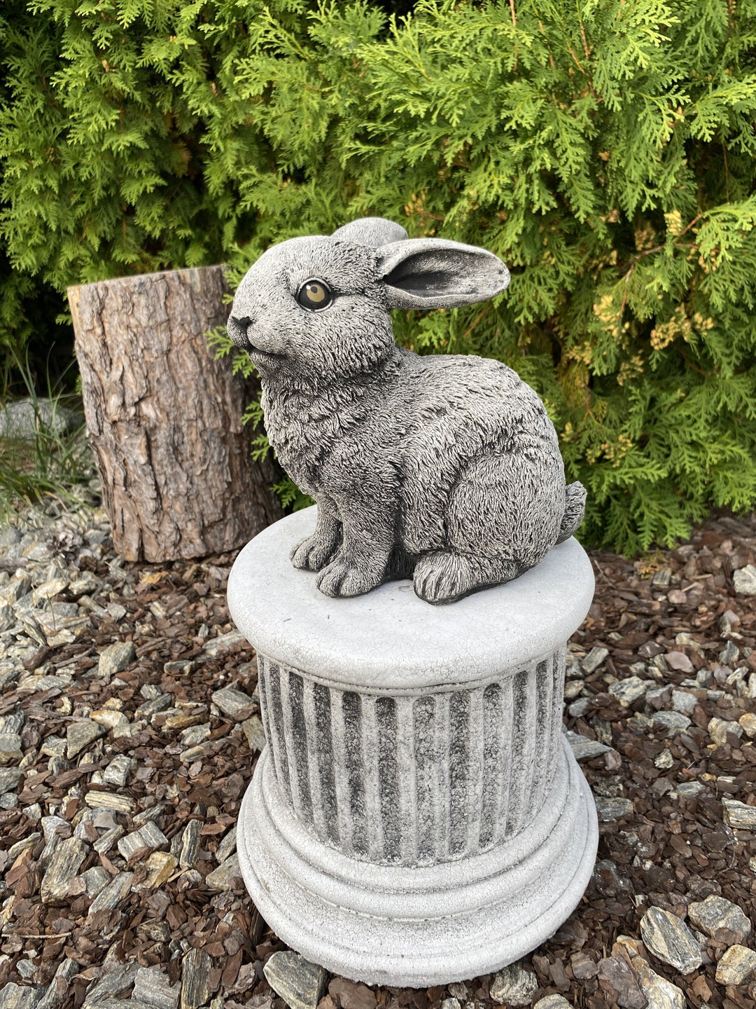 Stone Rabbit Statue Outdoor Sculpture Rabbit Decor for Garden Animal ...