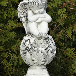 Guardian Angel Figurine, Angel Decor, Child Angel, Angel on a Sphere ...