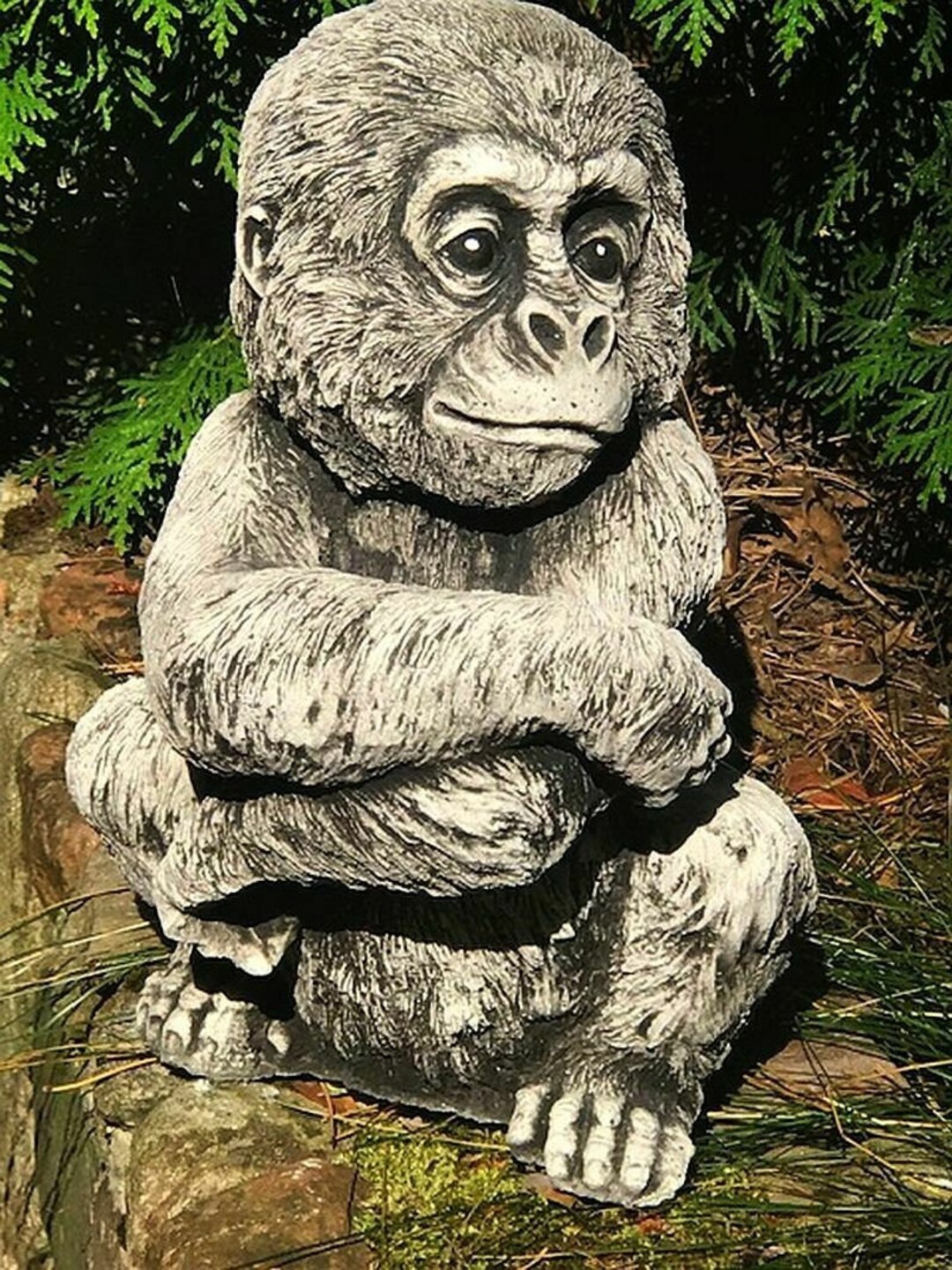 Concrete Monkey Statue, Baby Monkey, Gorilla Sculpture, Sitting Monkey ...