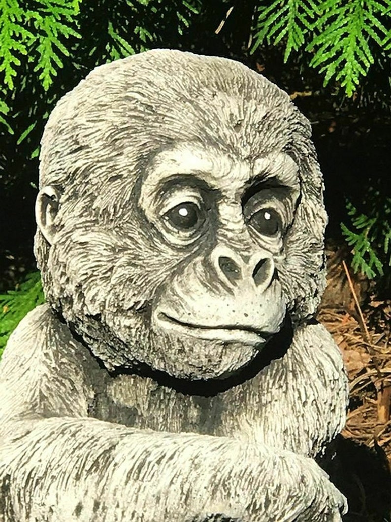 Concrete Monkey Statue Baby Monkey Gorilla Sculpture - Etsy