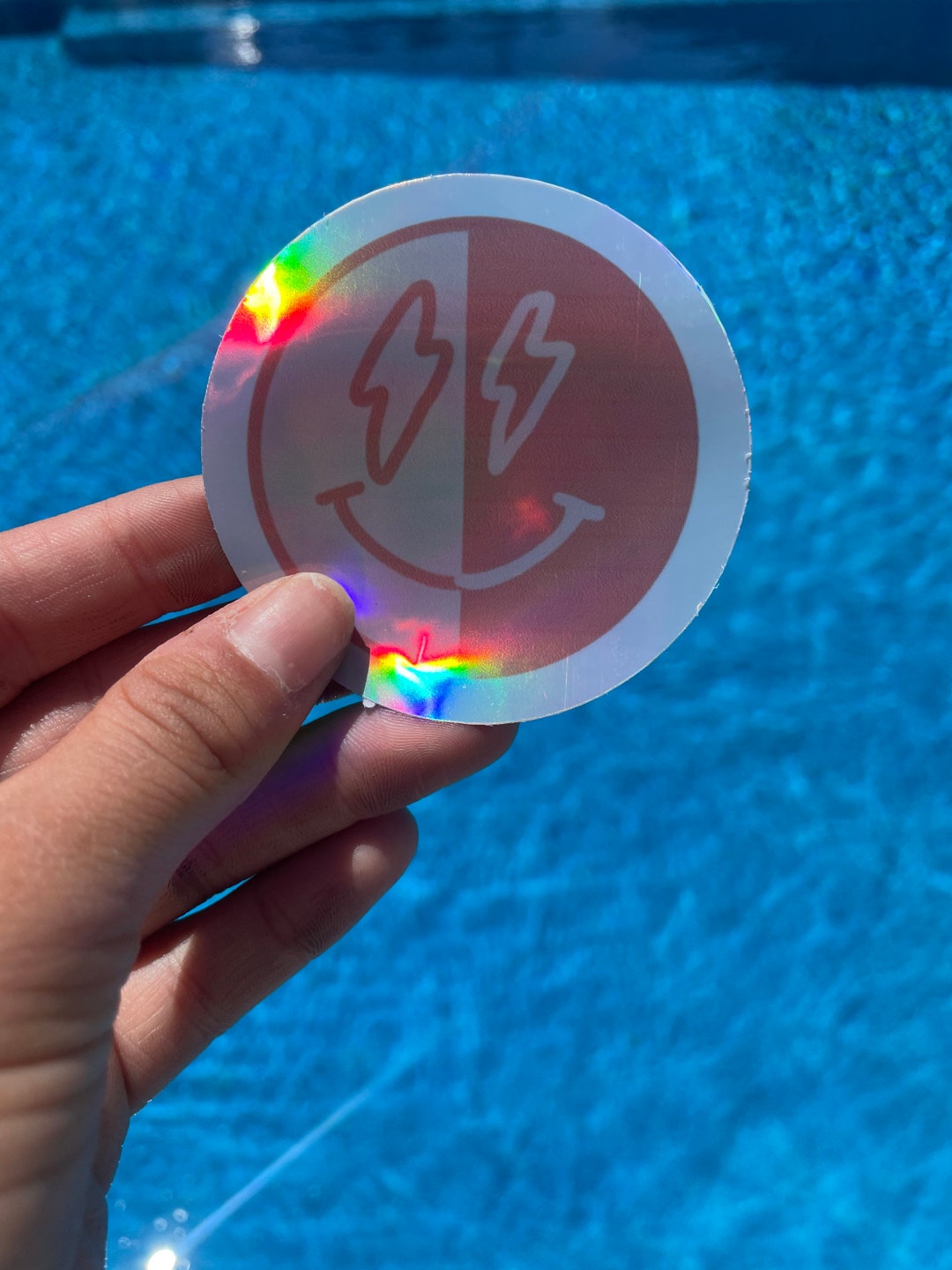 Holographic Smiley Face Sticker - Etsy