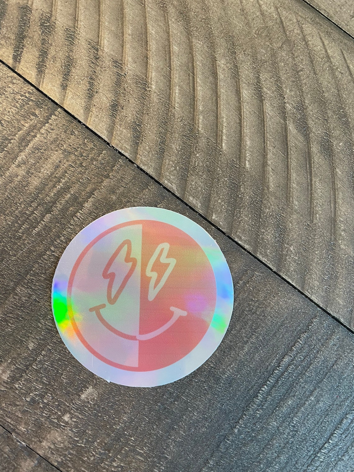Holographic Smiley Face Sticker - Etsy