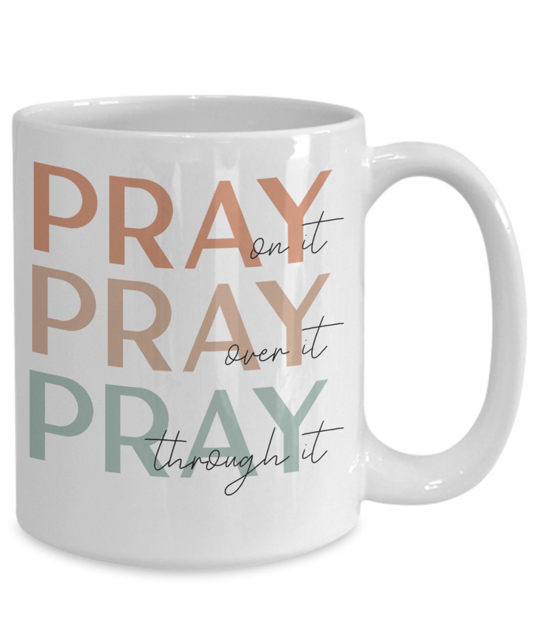 Christian Mugs for Women, Men Pray Pray Pray Scriptural Gift for ...