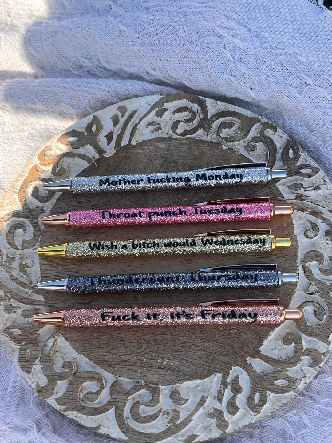 Days of the Week Resin & Glitter Ink Pens - Etsy