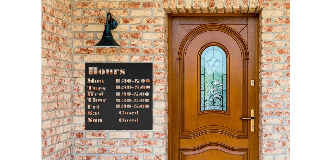 Customizable Die-cut Metal Business Hours Sign - Etsy