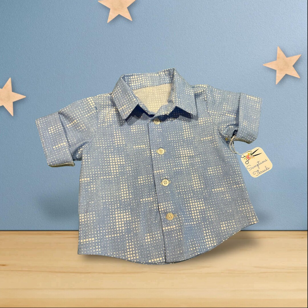 Infant Blue/white Collared Button-down Shirt - Etsy