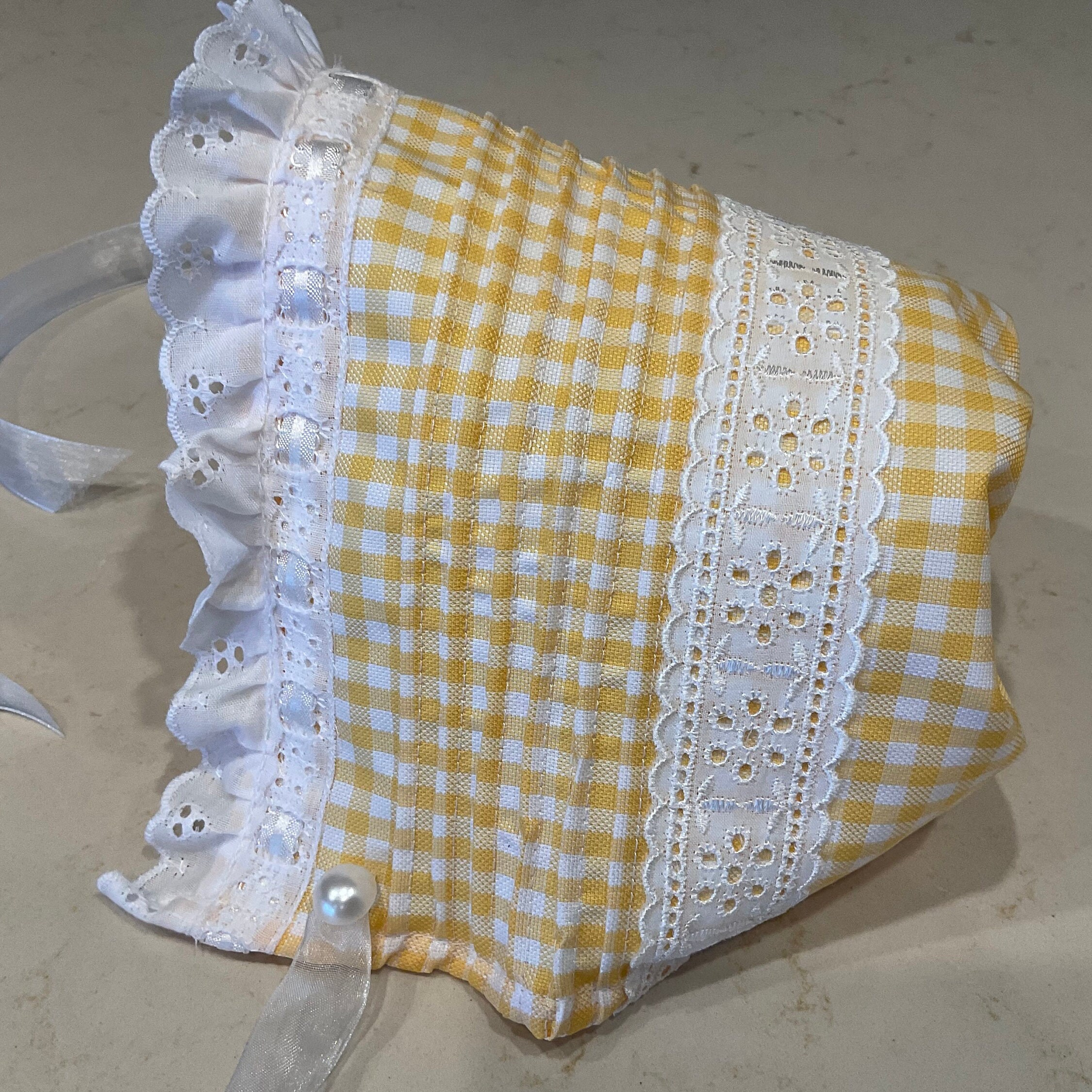 Pretty Yellow and White Gingham Heirloom Style Baby Bonnet - Etsy